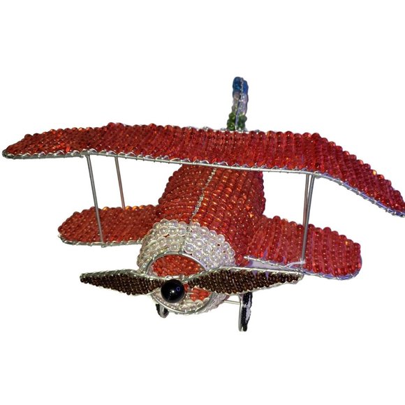Accents | Plane Lamp Night Light Biplane Airplane Hand Sculpted Beaded ...